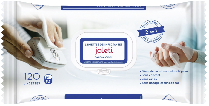 Toallitas biocidas para superficies y manos Joleti (paquete de 120)