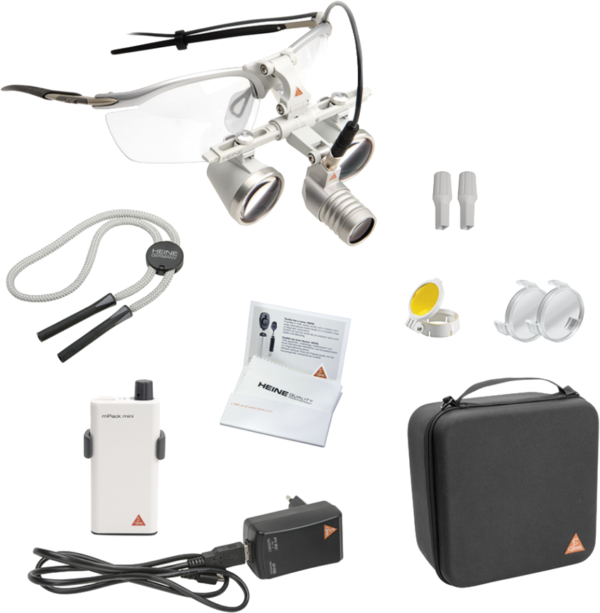 Kit lámpara frontal Loupelight 2 LED + lupa binocular Heine